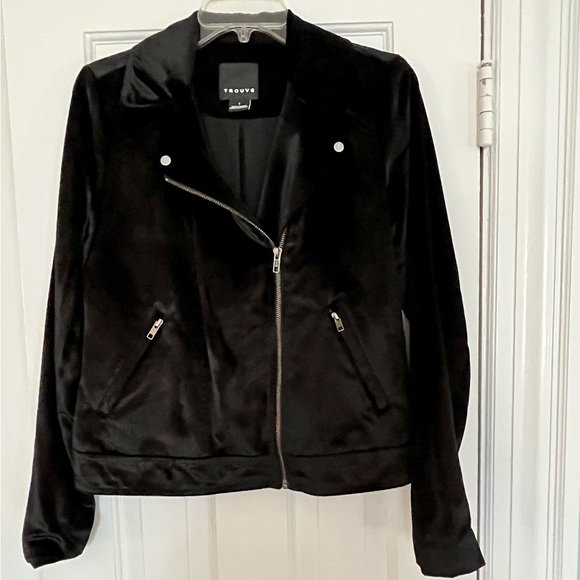 Trouve | Jackets & Coats | Trouv Black Velvet Biker Jacket | Poshmark